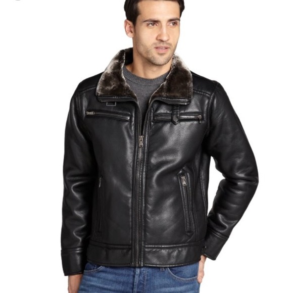 Calvin Klein | Jackets & Coats | Calvin Klein Sherling Pebbled Leather ...